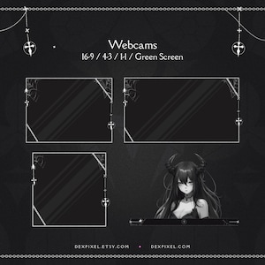 Dark Black&white Goth Animated Stream Pack | Chatting Animated Overlays | Animated Stream Alerts ...