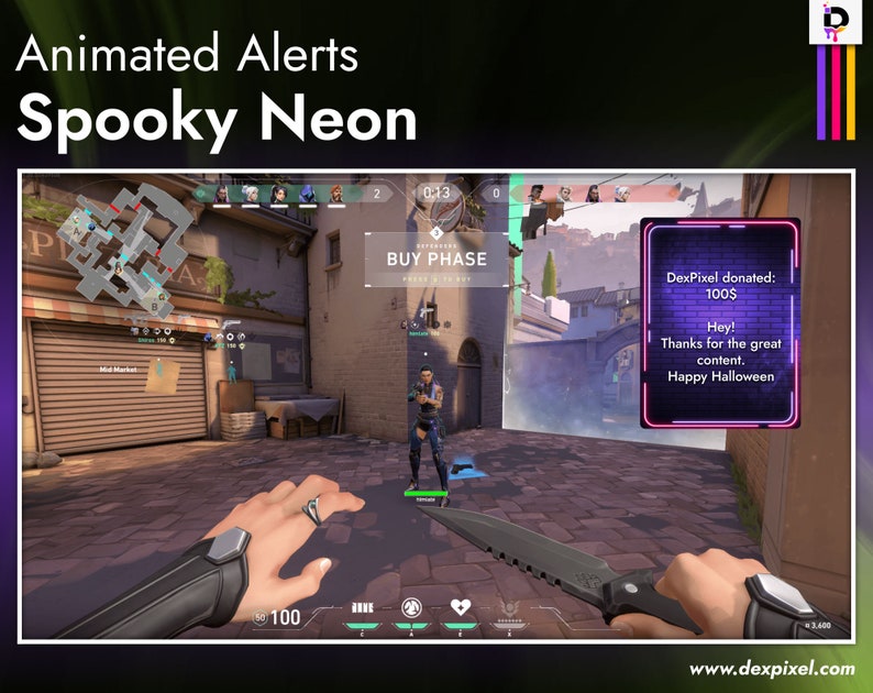 Spooky Animated Neon Stream Alert With Sound. Colorful Neon - Etsy