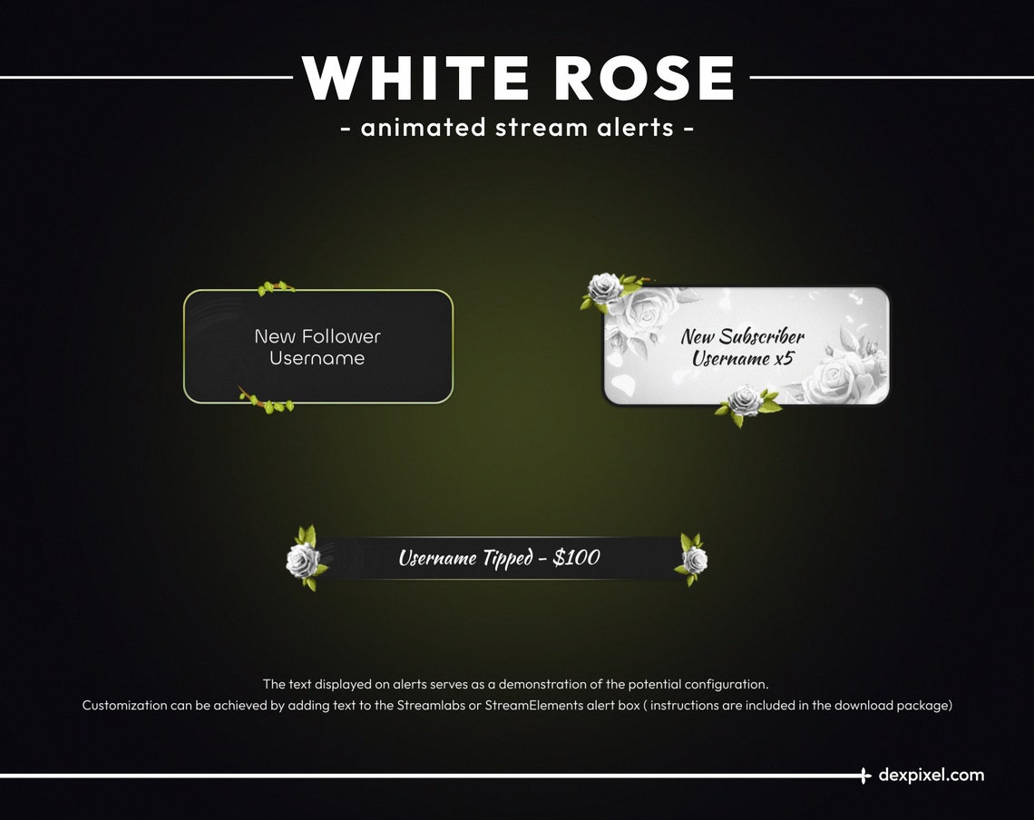 White Rose Animated Stream Alerts | Twitch Stream Notifications ...