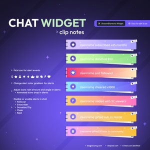 Clip Notes Stream Chat Stream Widget With Alerts | Customizable Chat ...