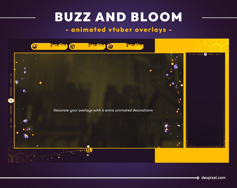 Buzz and Bloom Cute Bee Vtuber Stream Pack Bees & Honey - Etsy