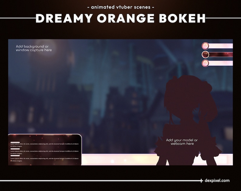 Dreamy Orange Bokeh Vtuber Stream Pack | Lofi Chill Particle Animated ...