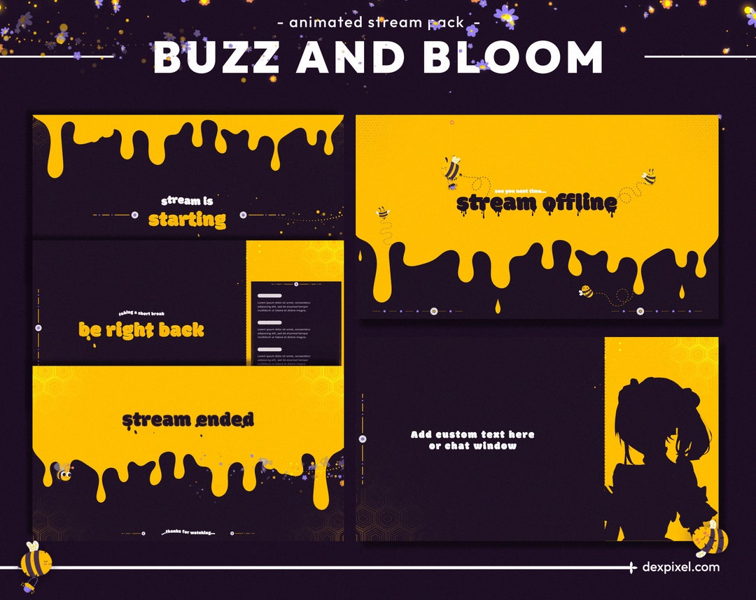 Buzz and Bloom Cute Bees Stream Pack | Bees and Honey Animated Scenes ...