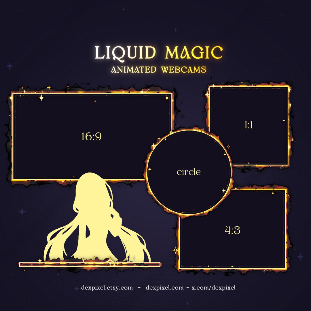 Black Gold Cute Animated Liquid Magic Stream Webcam | Pastel Twitch ...