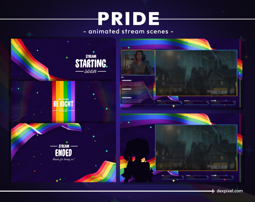 Pride Rainbow Colors Twitch Stream Scenes | Twitch Animated Overlays ...