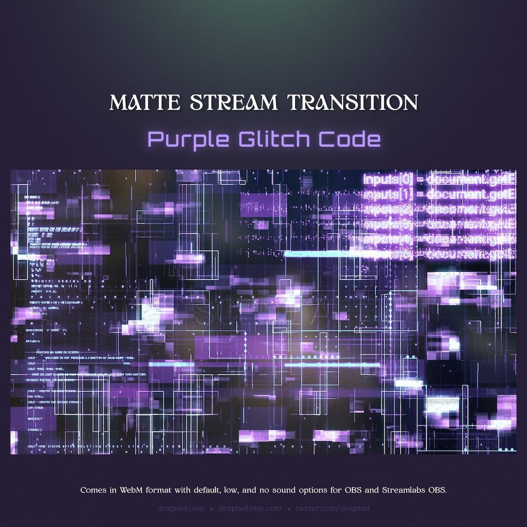Purple Blue Glitch Code OBS Transition – Cyberpunk Sci-fi Matte Stream ...