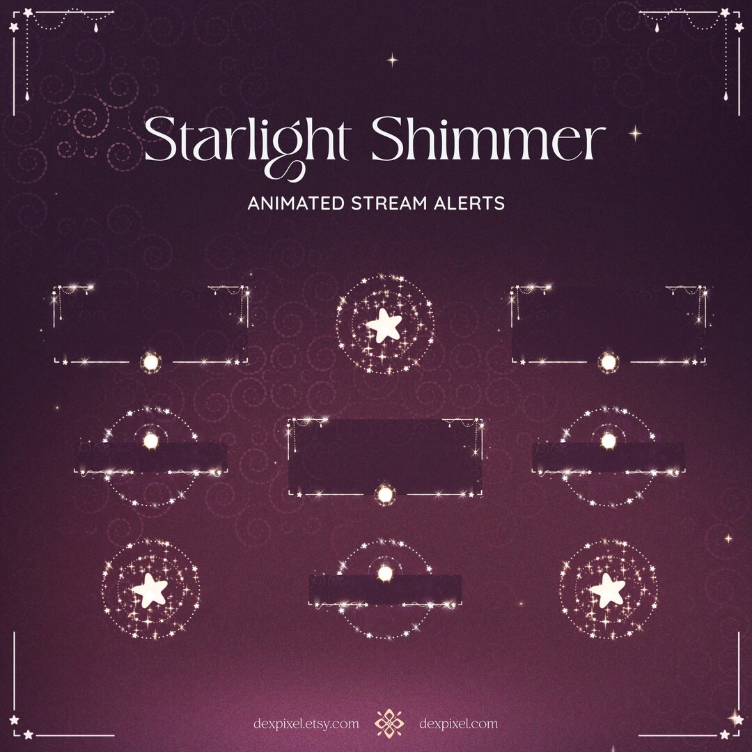 Starlight Shimmer Animated Stream Alerts | Peach, Brown & Green (webm ...