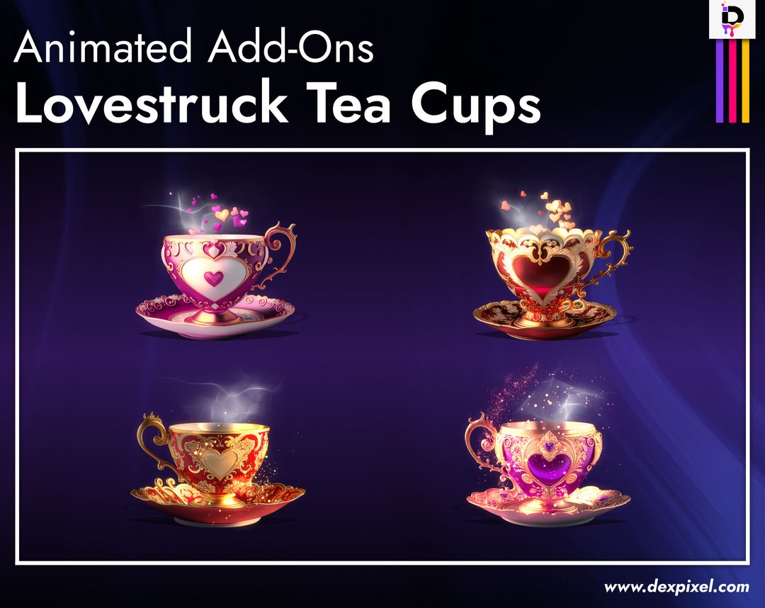 Lovestruck Animated Tea Cups Stream Decoration Vtuber Twitch - Etsy