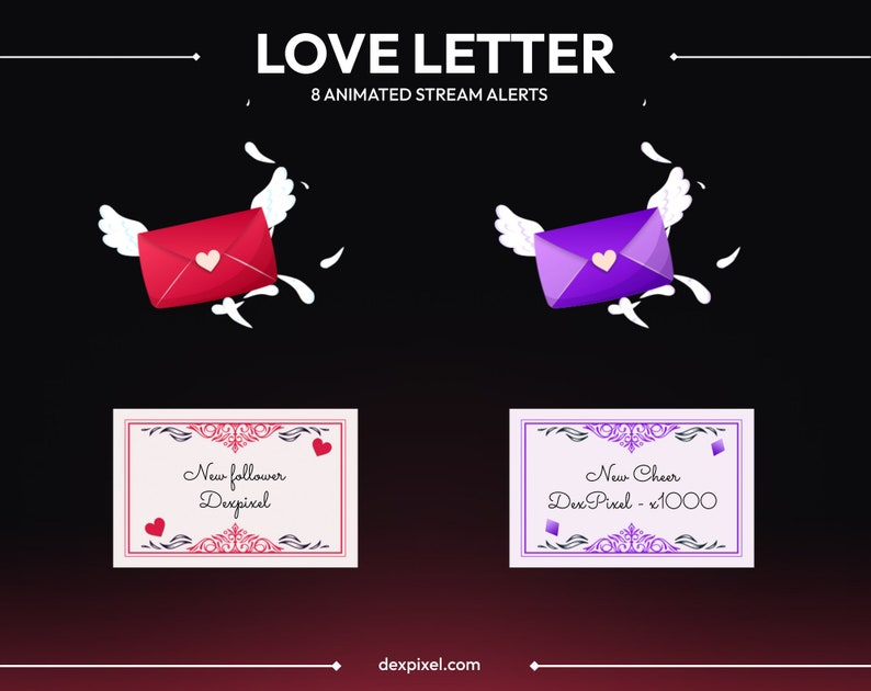 Love Letter Animated Stream Alerts Valentines Twitch Alerts - Etsy