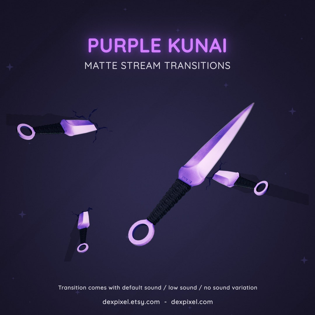 Purple Kunai Knives Ninja Matte Stream Transition Flying Knife Anime ...