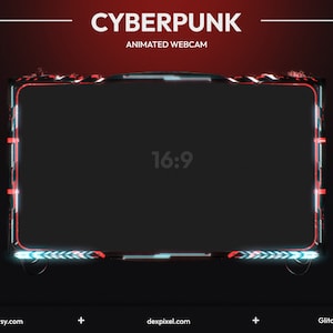 Cyberpunk Red Animated Stream Webcam | Glitch Stream Came Border Frame ...