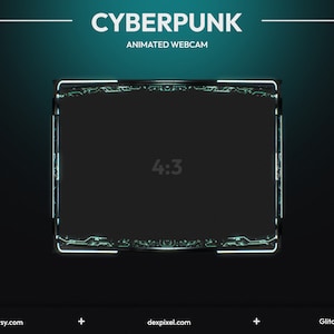 Cyberpunk Cyan Blue Animated Stream Webcam | Glitch Stream Came Border ...
