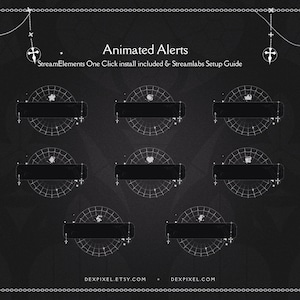 Dark Black&white Goth Animated Stream Pack | Chatting Animated Overlays | Animated Stream Alerts ...