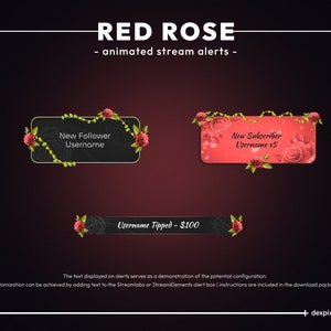 Red Rose Animated Stream Alerts | Twitch Notifications (webm) - Etsy