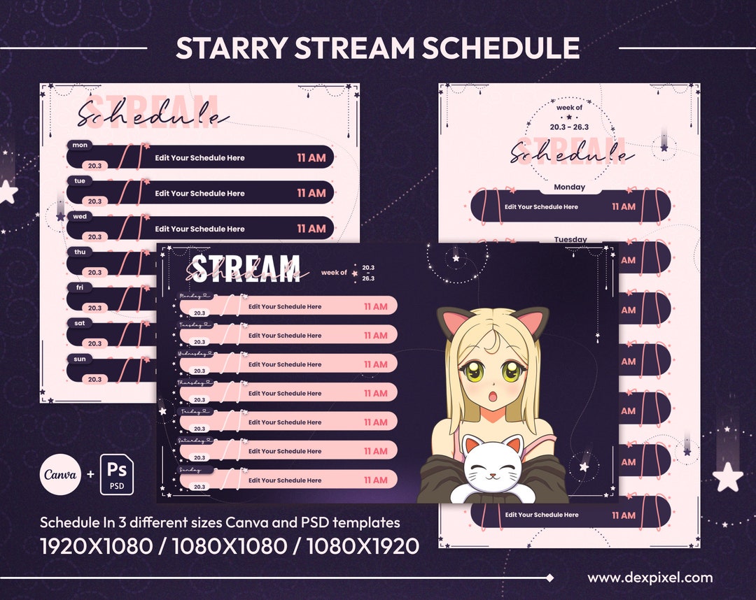 Starry Purple Stream Schedule Vtuber Schedule Simple Weekly Schedule ...