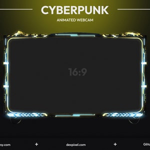 Cyberpunk Yellow Blue Animated Stream Webcam | Glitch Stream Came ...