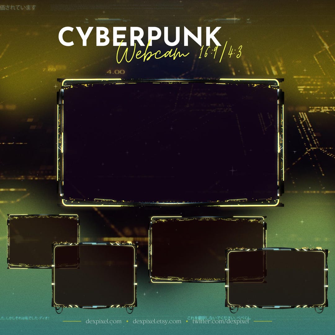 Cyberpunk Yellow Blue Animated Stream Webcam | Glitch Stream Came ...