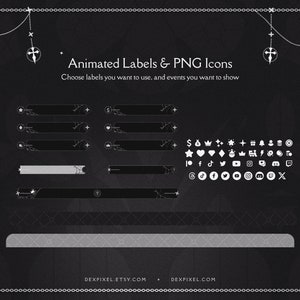 Vtuber Black and White Goth Animated Stream Pack | Chatting Game Animated Overlays | Vampire ...