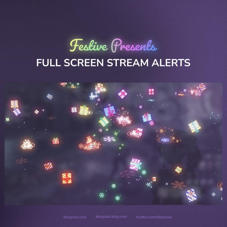Glowing Falling Christmas Presents Alerts | Full-screen Festive Winter ...