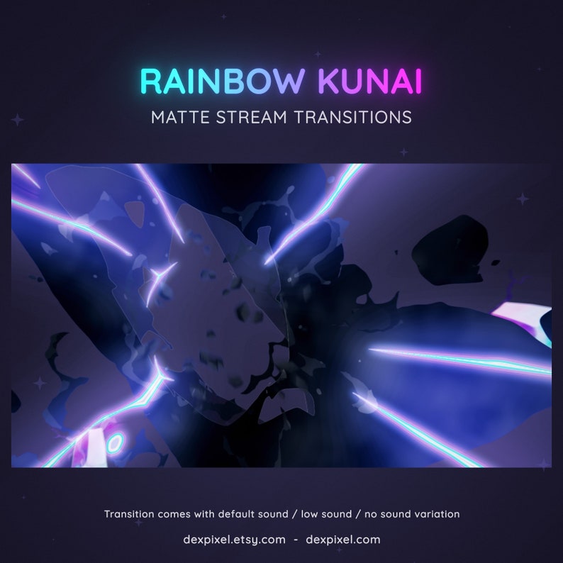 Rainbow Neon Kunai Knife Stream Transition | Twitch Vtuber Stinger ...