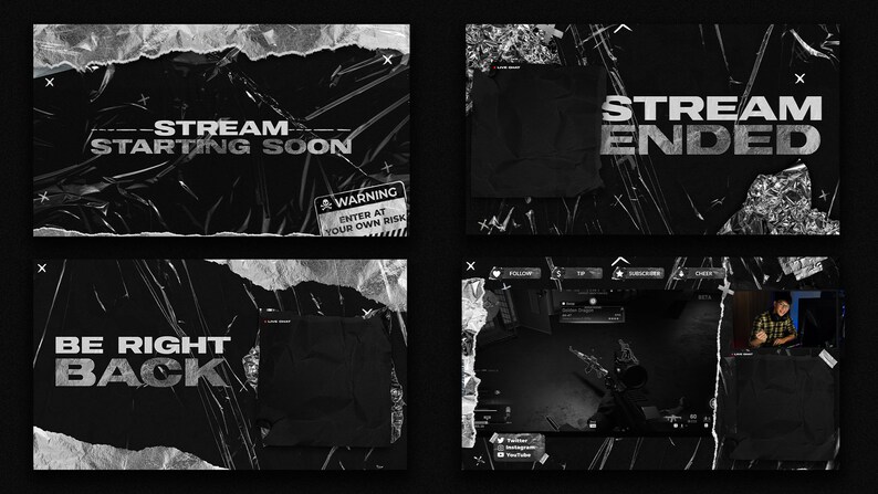 Silver Grunge Stream Livestream Package Twitch Streaming | Etsy