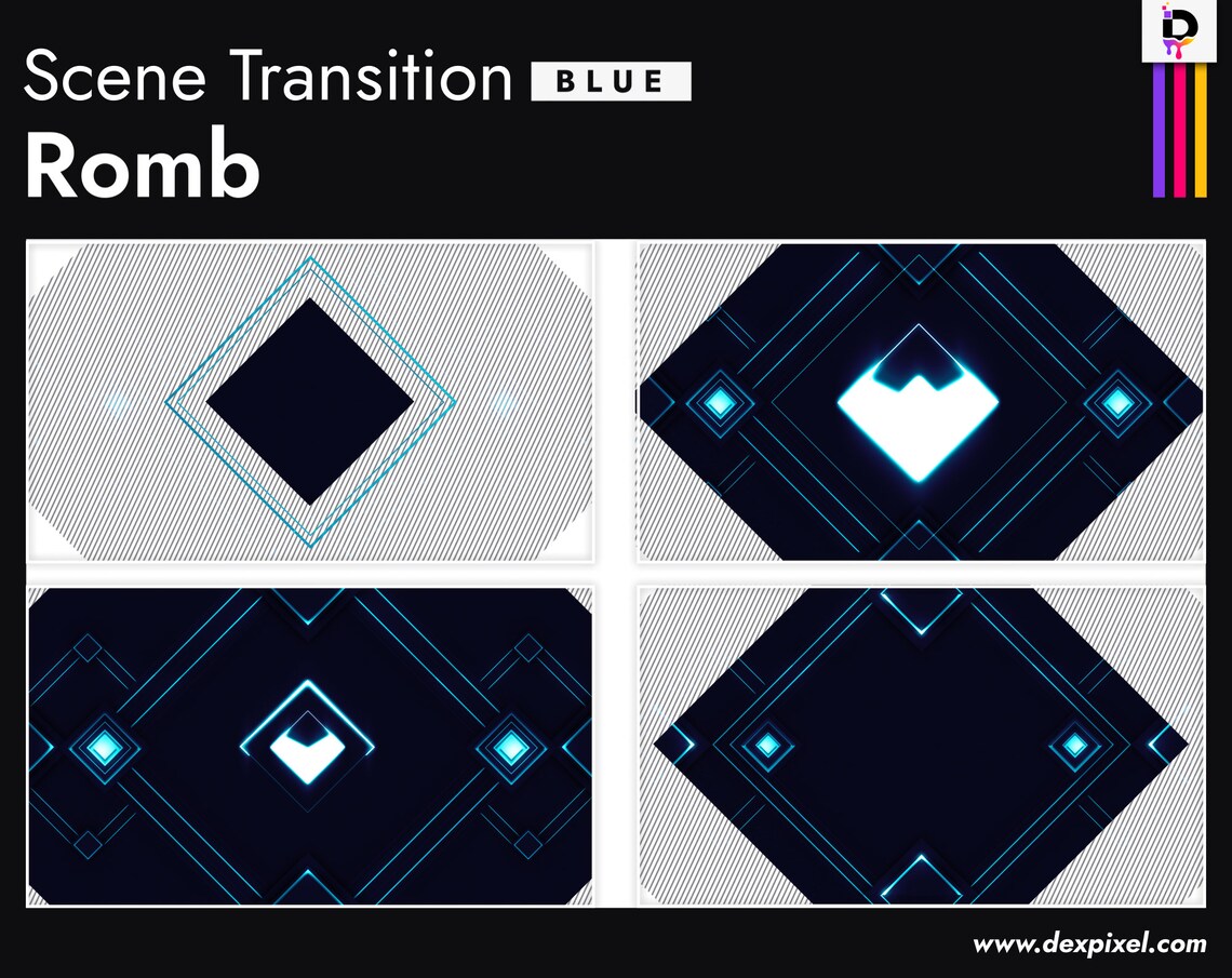 Blue Romb Sci-fi Stream Scene Transition. Blue OBS Stinger. - Etsy