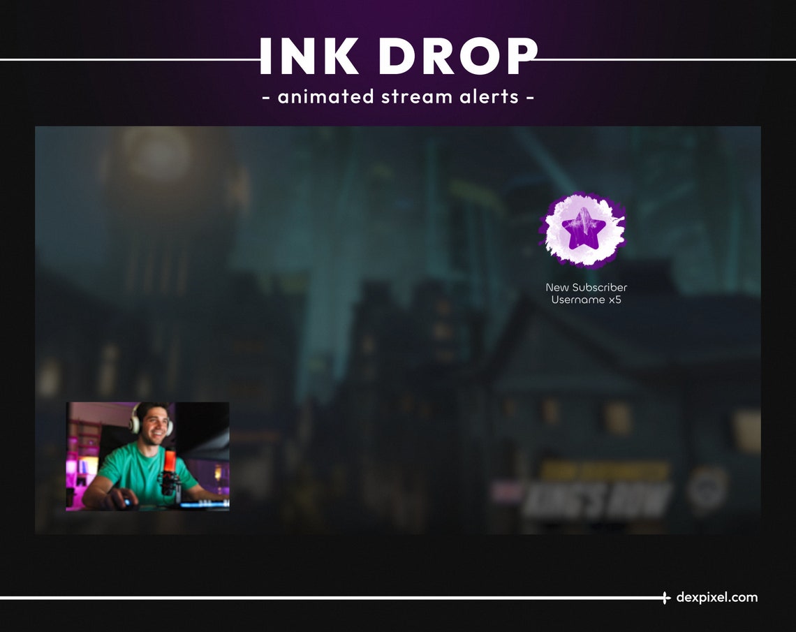 Purple and White Ink Drop Animated Twitch Stream Alerts Ink - Etsy