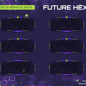 Purple Green Futuristic Hexagonal Animated Stream Pack | Hex Glitch ...