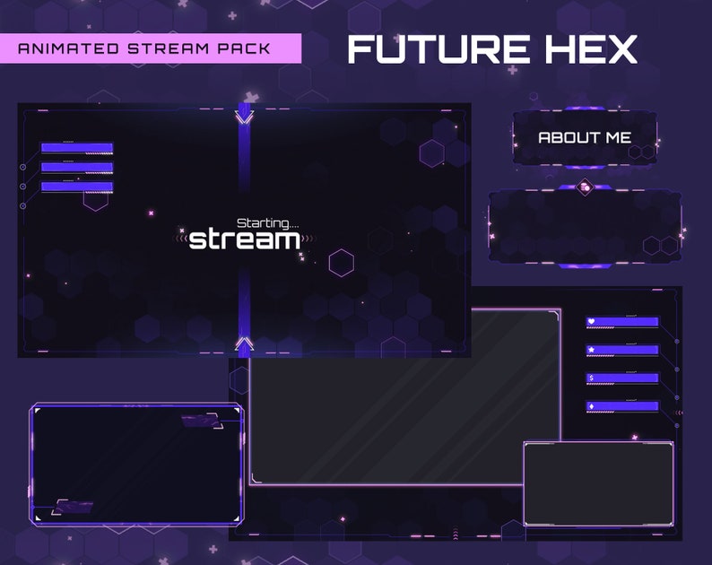 Purple Pink Hex Glitch Animated Stream Pack | Vtuber Aesthetics - Etsy