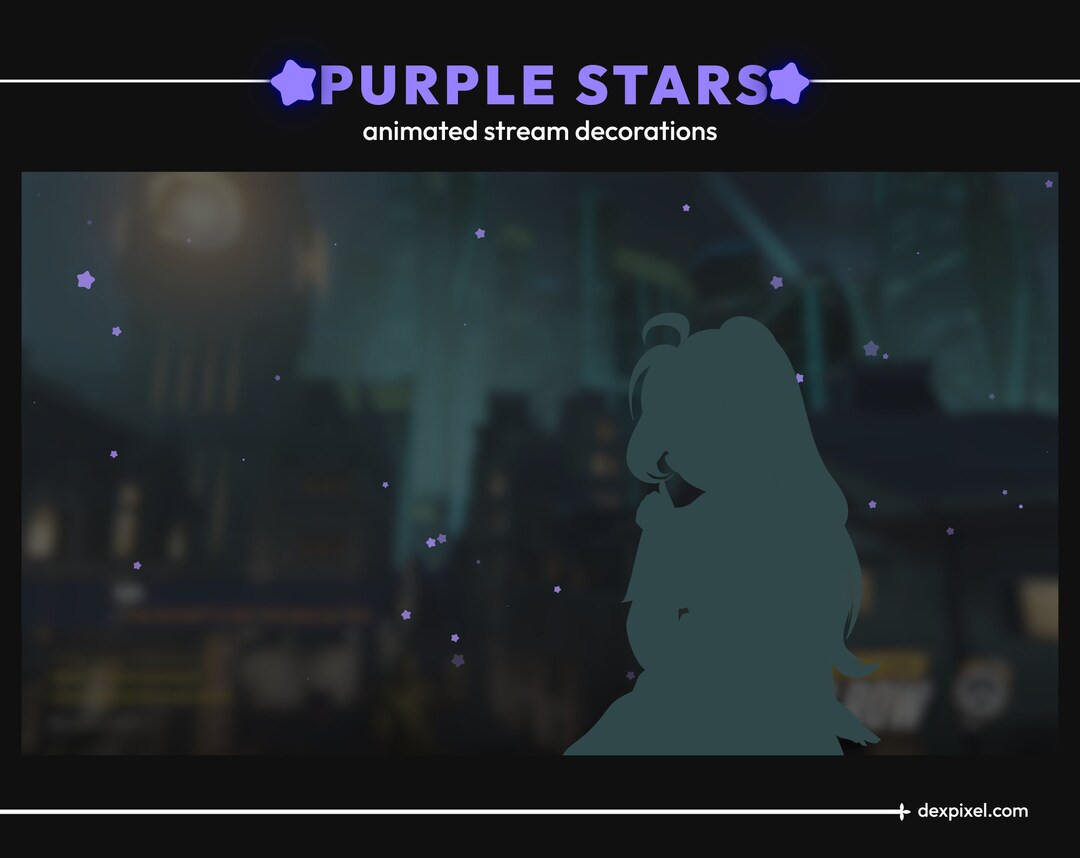 Purple Animated Stars Stream Decoration | 4 Animated Falling Stars ...