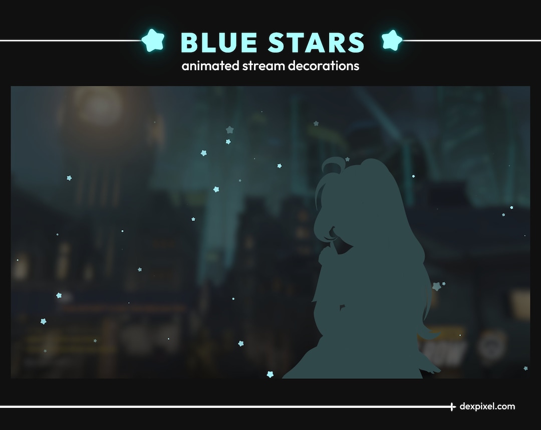 Blue Animated Stars Stream Decoration | 4 Animated Falling Stars ...
