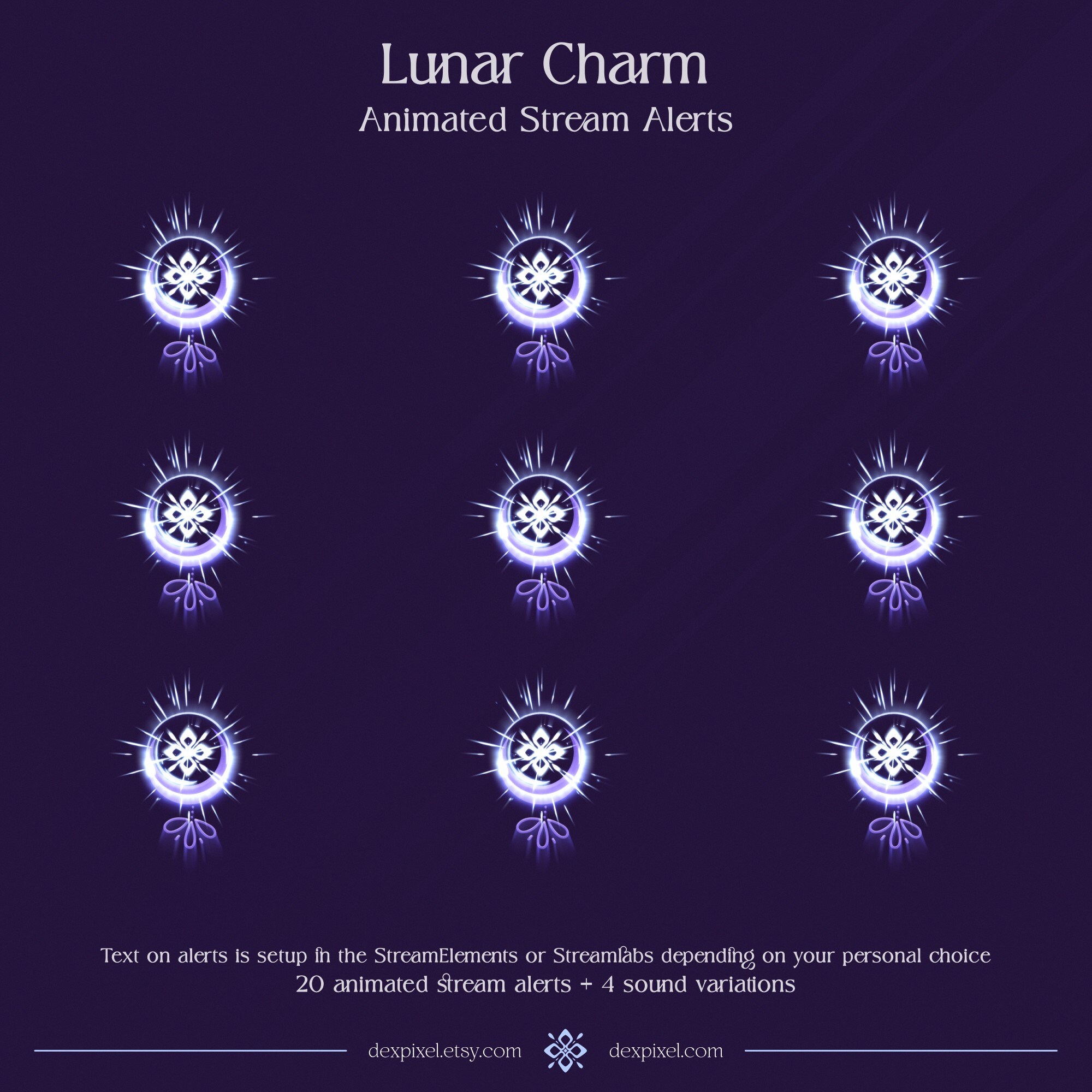 Purple Blue Lunar Charm Celestial Animated Stream Alerts | X20 Animated ...