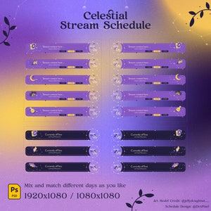 Celestial Stars Stream Schedule | Vtuber Schedule | Magical Weekly Schedule for Streamers | Cute ...
