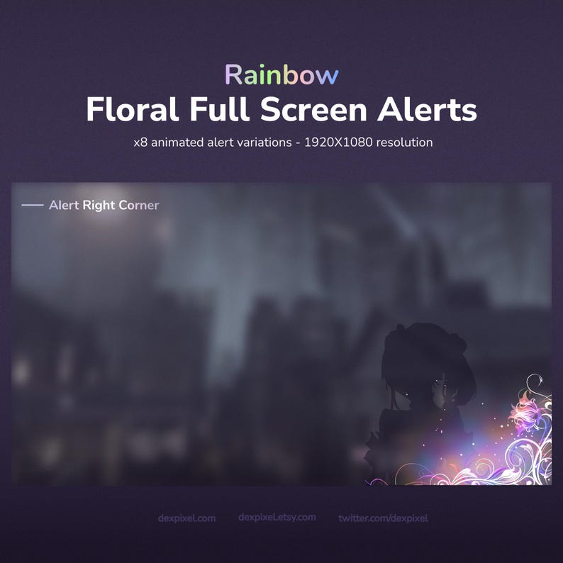 Rainbow Elegant Vtuber Floral Animated Stream Alerts – Full Screen ...