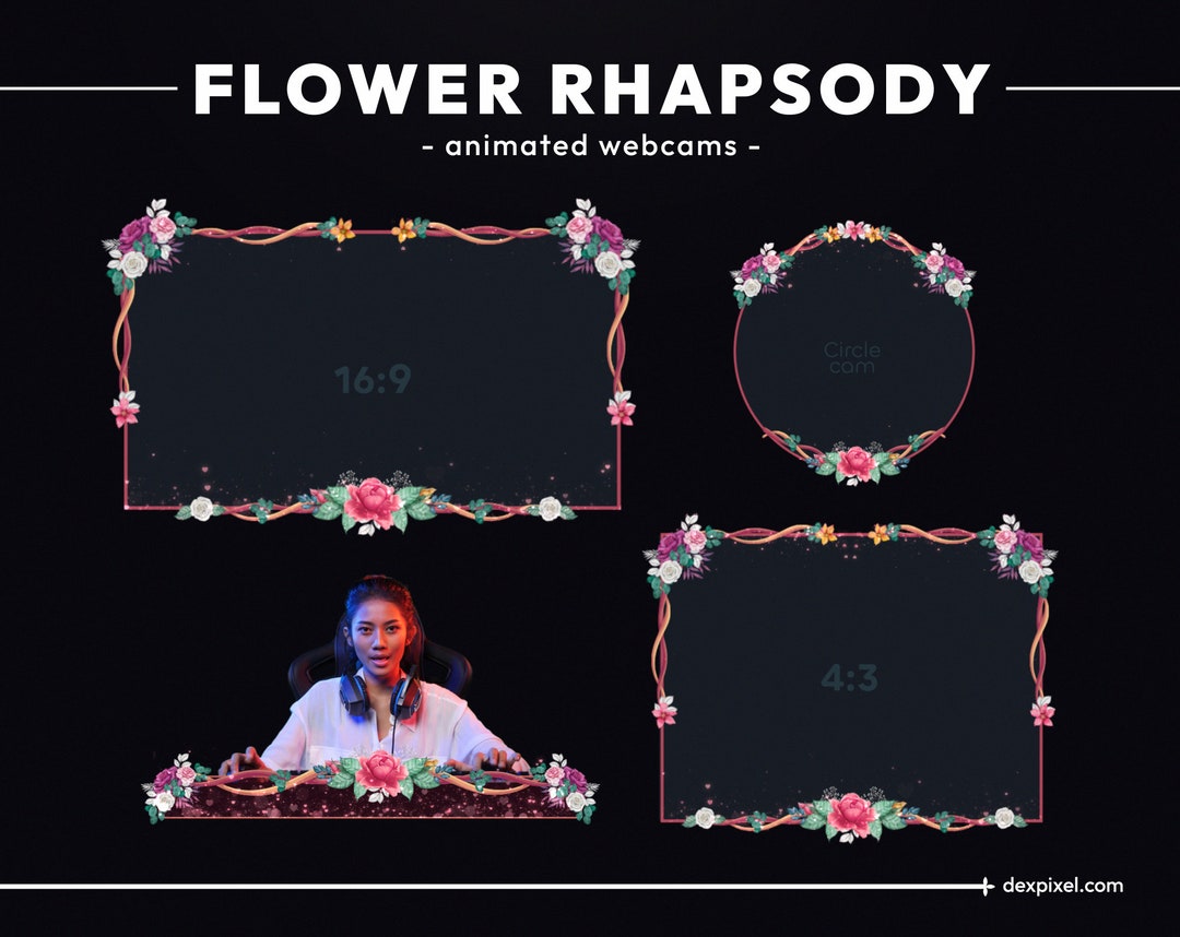 Flower Rhapsody Animated Webcam Overlay | Floral Stream Frames - Etsy