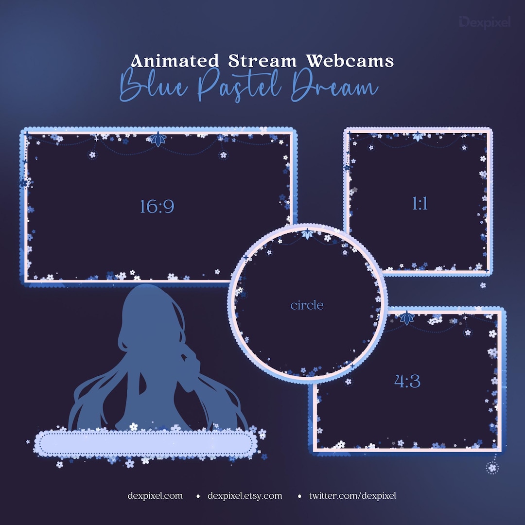 Blue Pastel Dream Webcam Frame | Cute Flowers Gaming Overlays ...