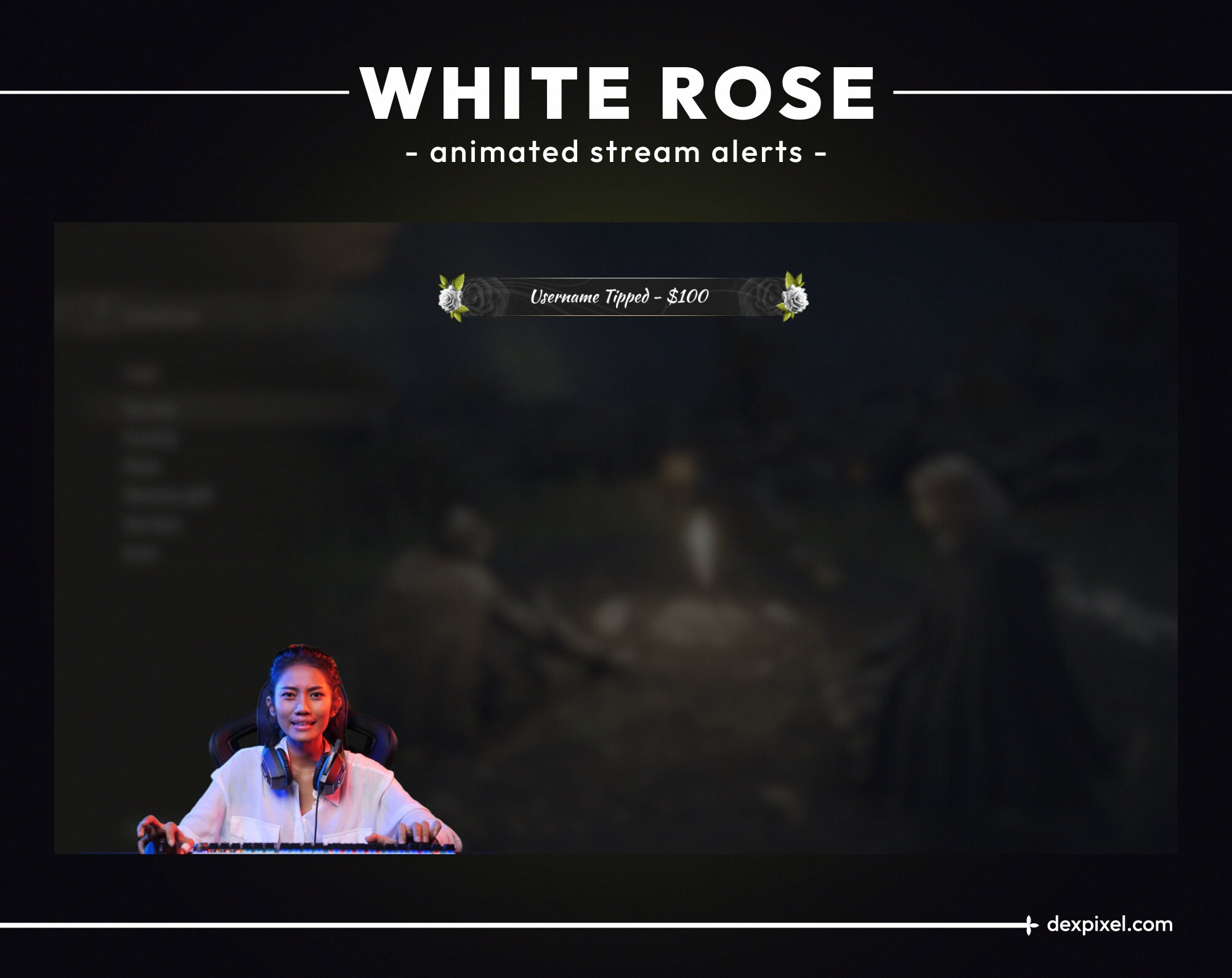 White Rose Animated Stream Alerts | Twitch Stream Notifications ...