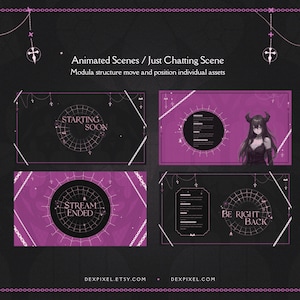 Pink Dark Goth Animated Stream Pack | Chatting and Game Animated Overlays | Animated Stream ...