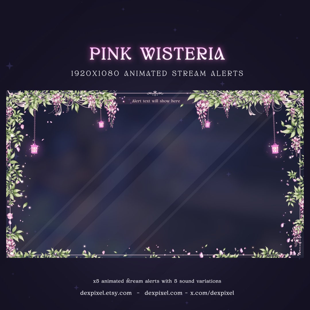 Pink Wisteria Blooming Animated Stream Alerts | Floral Botanic ...