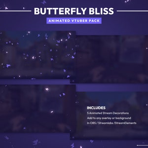 Butterfly Bliss Purple Vtuber Stream Pack | Butterflies Animated ...