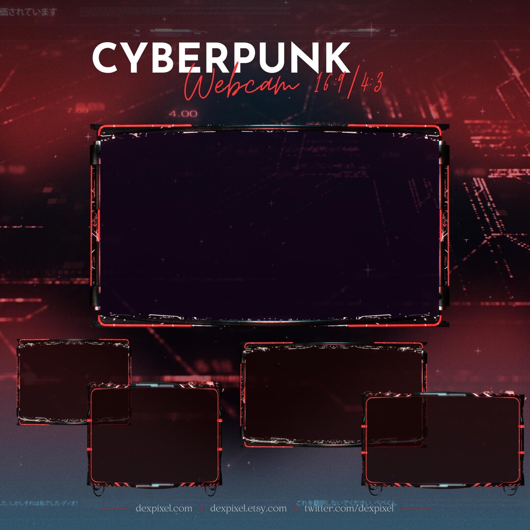 Cyberpunk Red Animated Stream Webcam | Glitch Stream Came Border Frame ...