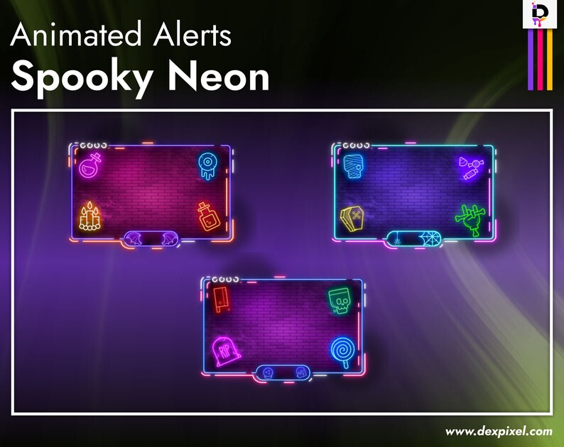 Spooky Animated Neon Stream Alert With Sound. Colorful Neon - Etsy