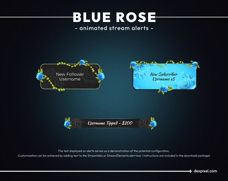 Blue Rose Animated Stream Alerts | Twitch, Youtube, Facebook - Etsy