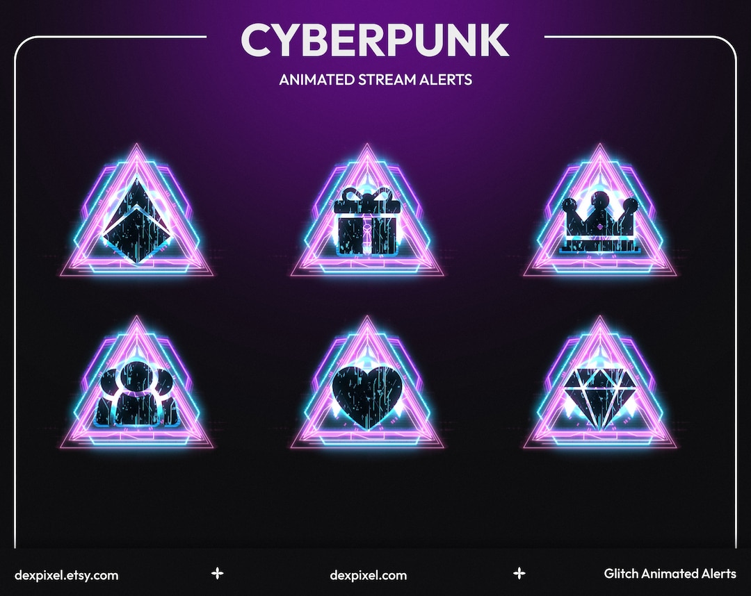 Cyberpunk Purple Animated Twitch Stream Alerts | Sci Fi Alerts for ...