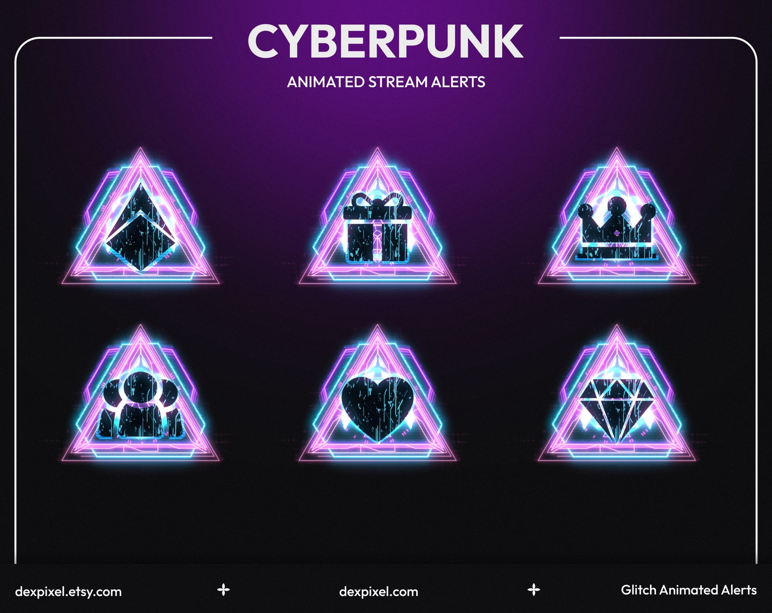 Cyberpunk Purple Animated Twitch Stream Alerts | Sci Fi Alerts for ...