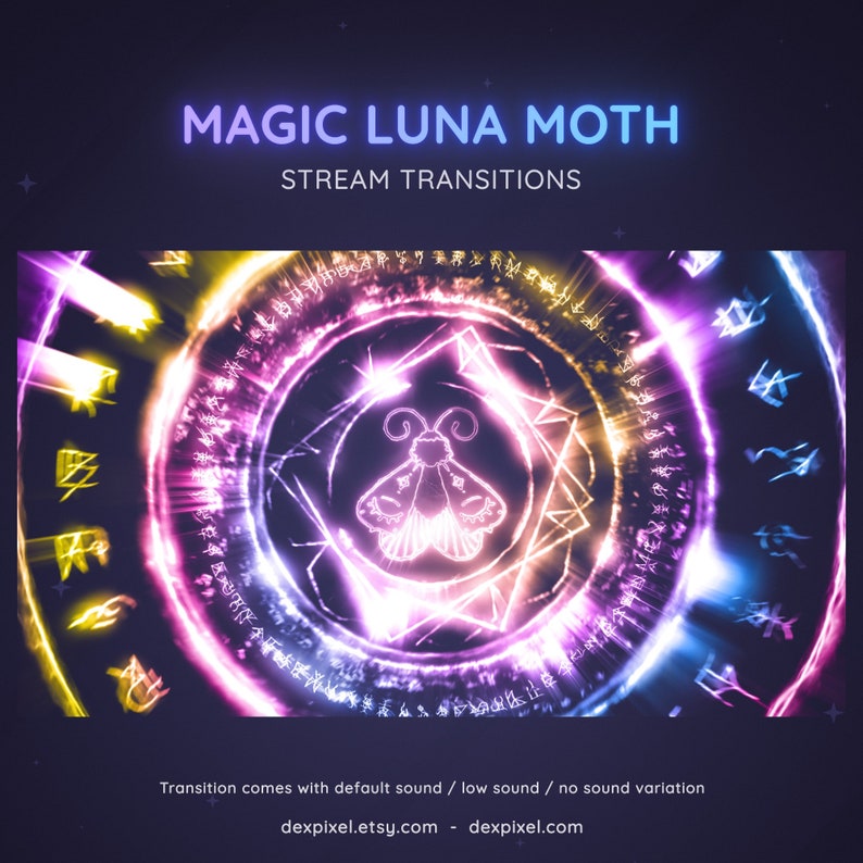 Rainbow Luna Moth Stream Transition | Magic Seal Animation - Etsy