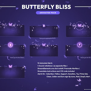 Butterfly Bliss Purple Stream Pack | Butterflies Animated Scenes | Cute ...