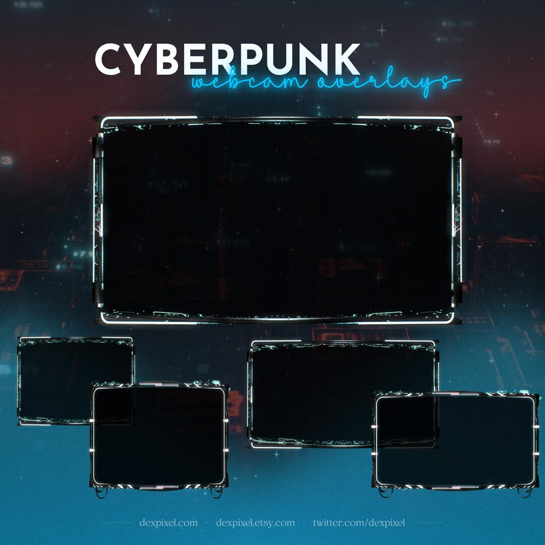 Cyberpunk Cyan Blue Animated Stream Webcam | Glitch Stream Came Border ...