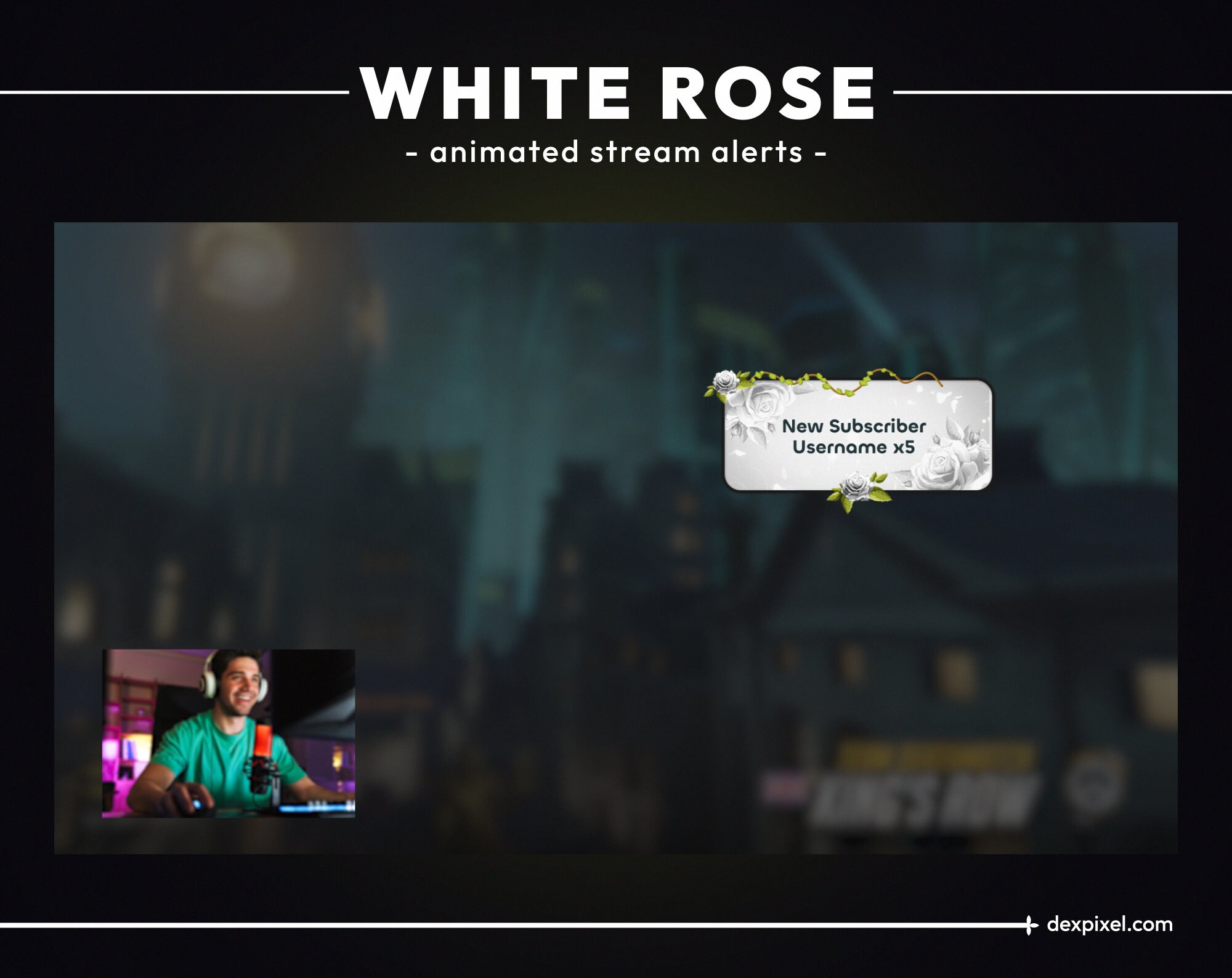 White Rose Animated Stream Alerts | Twitch Stream Notifications ...