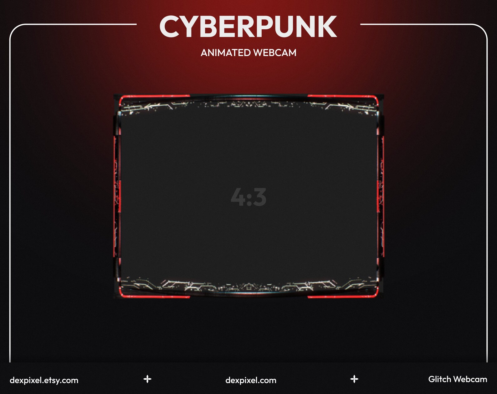 Cyberpunk Red Animated Stream Webcam Glitch Stream Came Border Frame ...